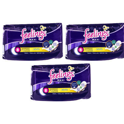 Feelings Maxi Overnight Pads with Wings Pack Of 3 - 8 Count Each | eBay