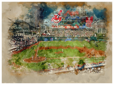 Cleveland Indians Poster Watercolor Art Print Man Cave Decor 12x16" | eBay