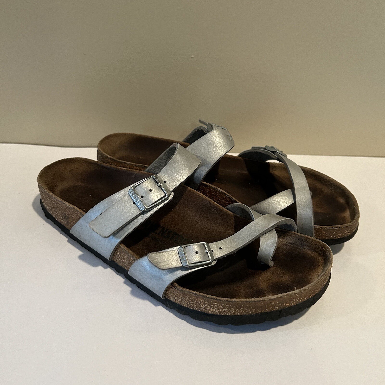 Birkenstock Mayari Silver Birko-flor Toe Loop Sandals… - Gem
