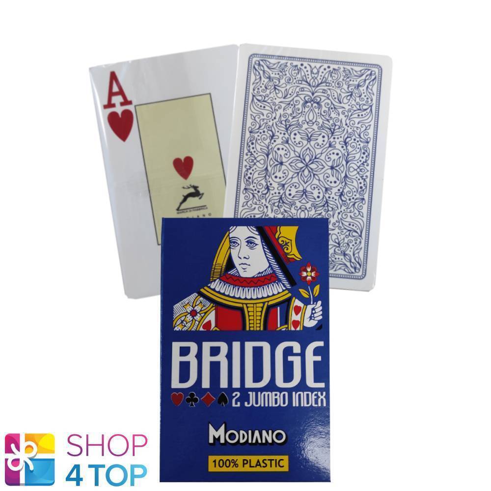 MODIANO BRIDE 2 JUMBO INDEX BLUE BRIDE SIZE PLAYING CARDS PLASTIC ITALY ...