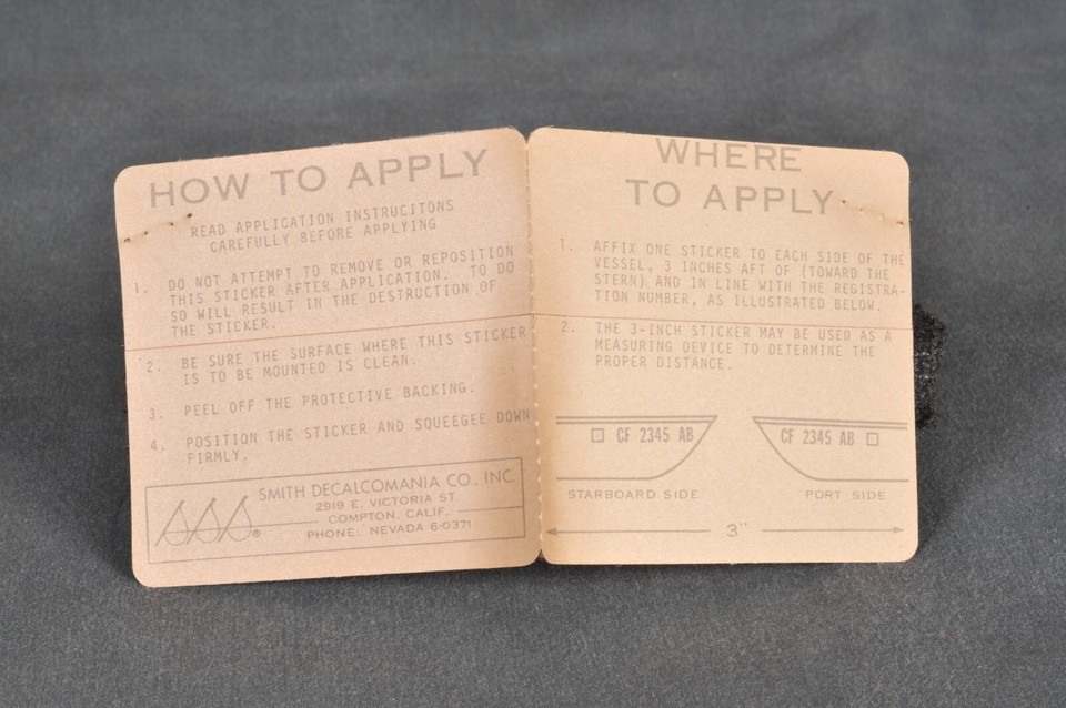 1974 California DMV Issued Boat Vessel Registration Sticker Tag ...