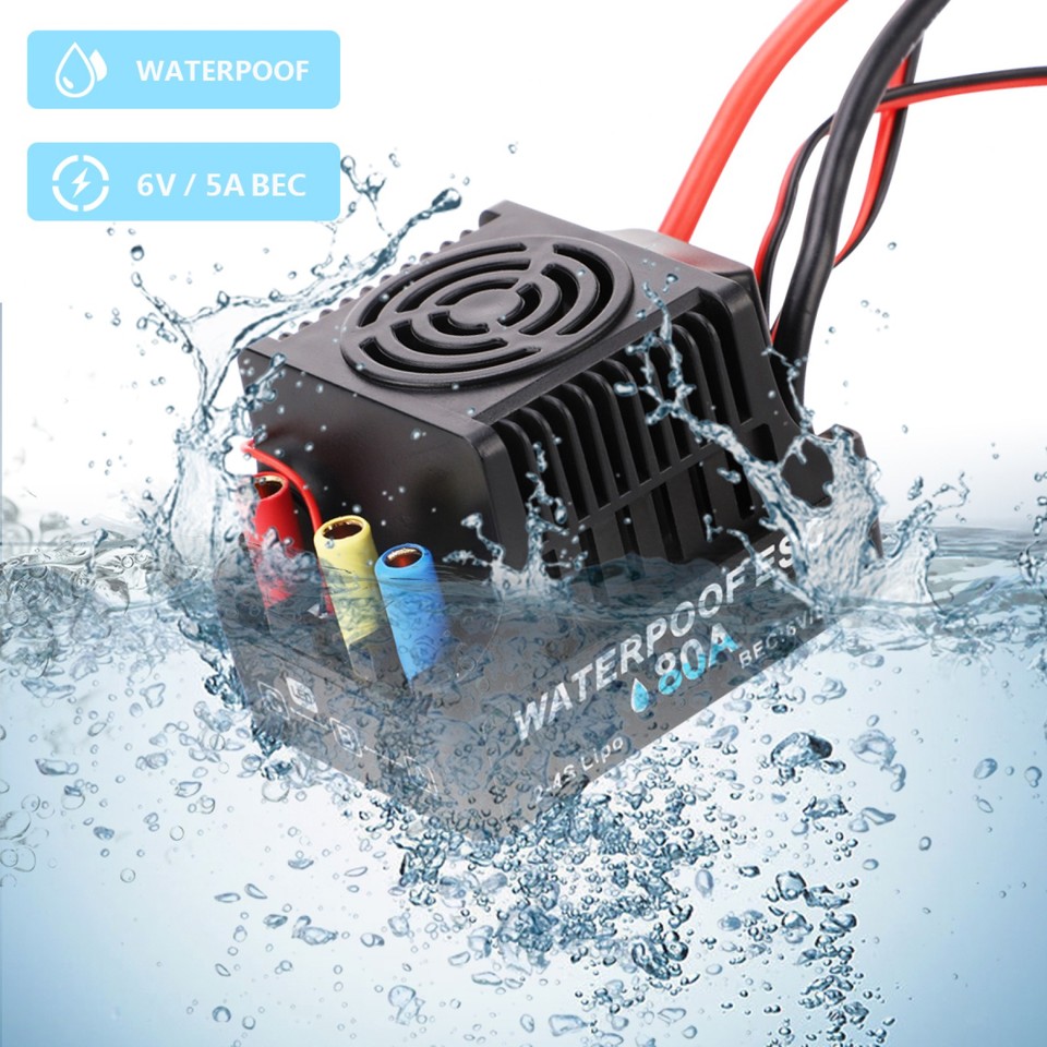 Waterproof 80A RC Brushless ESC Electronic Speed Controller With 6V ...