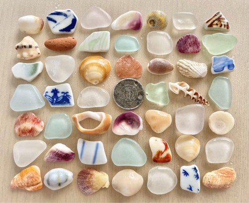 Sea Glass Sea Shell Sea Pottery Genuine Surf-Tumbled From Japan | eBay
