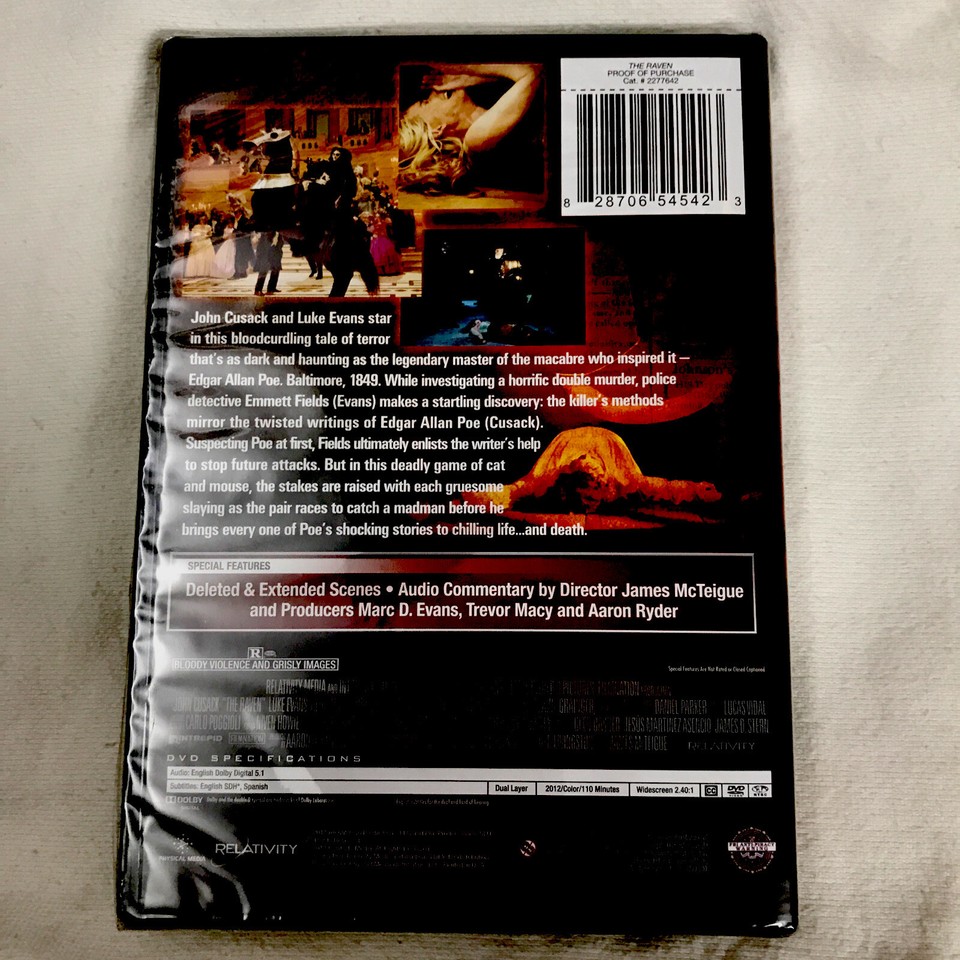 The Raven (DVD, 2012, Widescreen) John Cusack, Luke Evans BRAND NEW AND ...