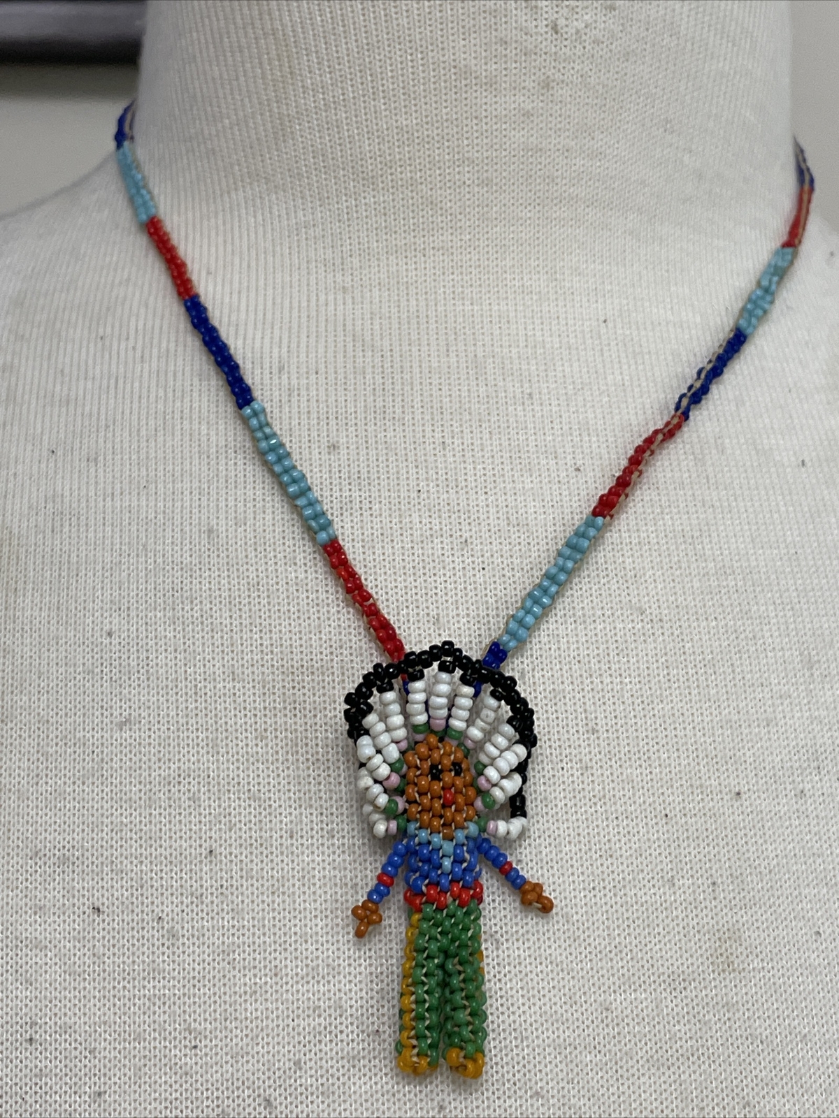 Native Seed Bead Necklace American Southwest Multicol… - Gem