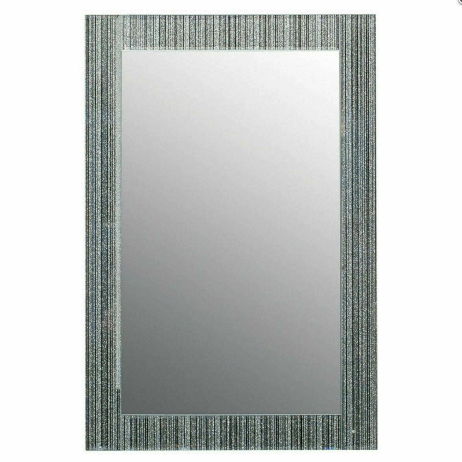Silver glitter frame wall mirror girls room bling glitter wall mirror ...