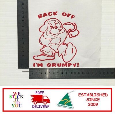BACK OFF I'M GRUMPY BUMPER STICKER, VINYL DECAL, 9 colours, Brand new ...
