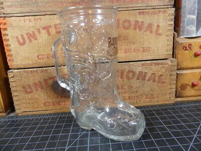 Vintage Boot Beer Stein Drinking Glass Rustler's Rooste Beef & Brew ...