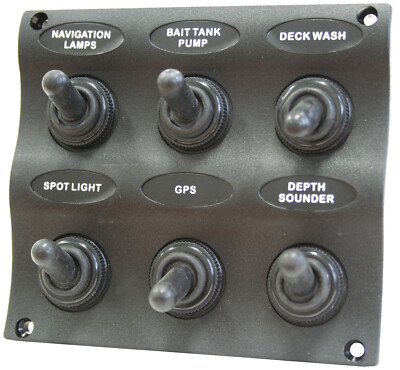 Switch Panel Wave Style 6 Gang Marine Waterproof 20 amp fuse & Back up ...