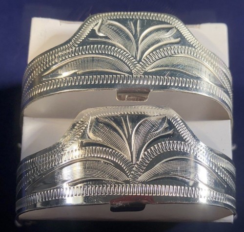 New Western Cowboy Boot Tip Rand Wide Square Toe Engraved Silver - Pair ...