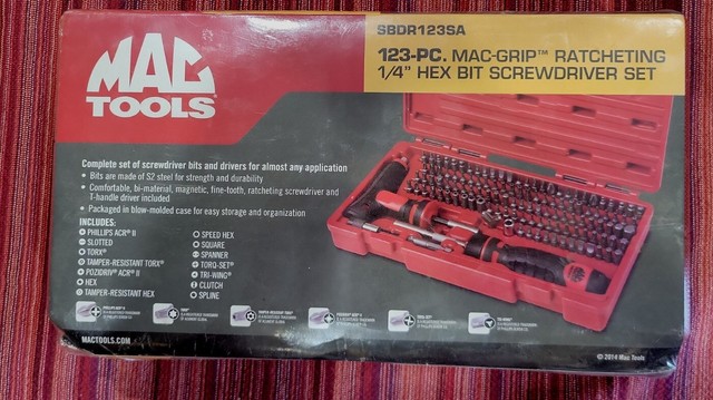 Mac Tools SBDR123SA 123 PC Mac-grip Ratcheting Screwdriver Set for sale ...