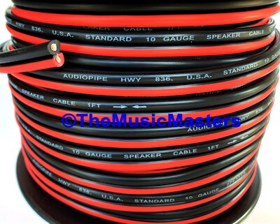 10 Gauge 25ft SPEAKER WIRE Red Black Cable Car Audio Home Stereo 12V DC ...