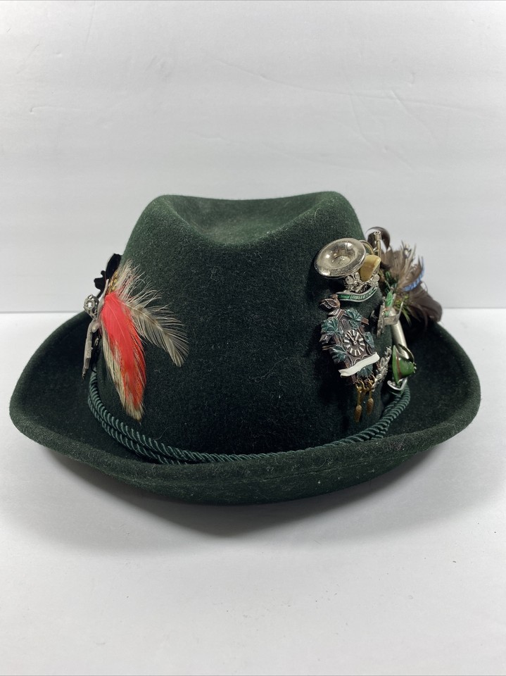 German / Austria Fedora Wool Hat: European/U.S. Pins Feathers Hat Box ...