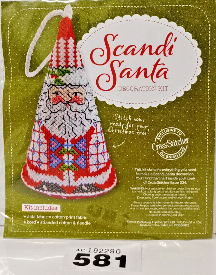 Scandi Scandinavian Santa Father Christmas Tree Decoration 3D Cross ...