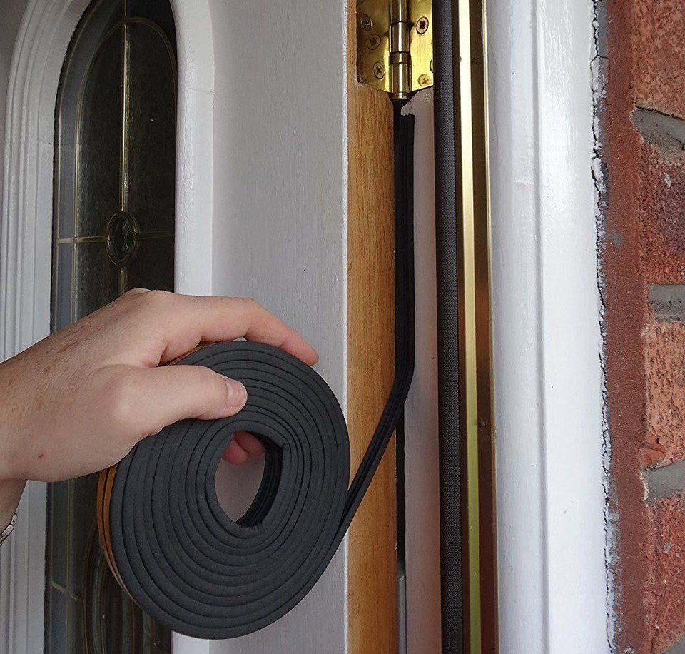 5m E Black EPDM Draught Excluder Self Adhesive Rubber Door Window Seal ...