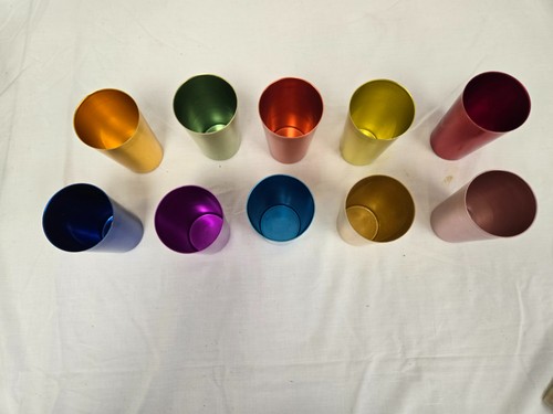 LOT OF 10- Bascal Italy Aluminum Metallic Tumbler Drink Cups 4 1/2"-VTG ...