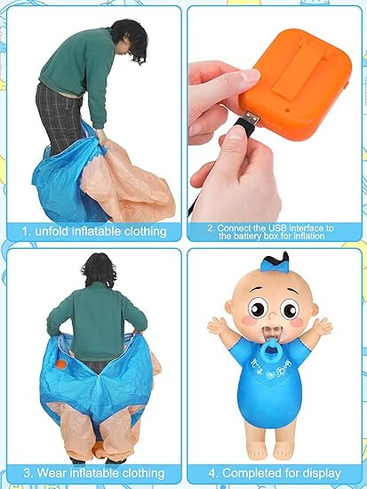 Inflatable Gender Reveal Baby Girl Costume adult cosplay gender shower ...