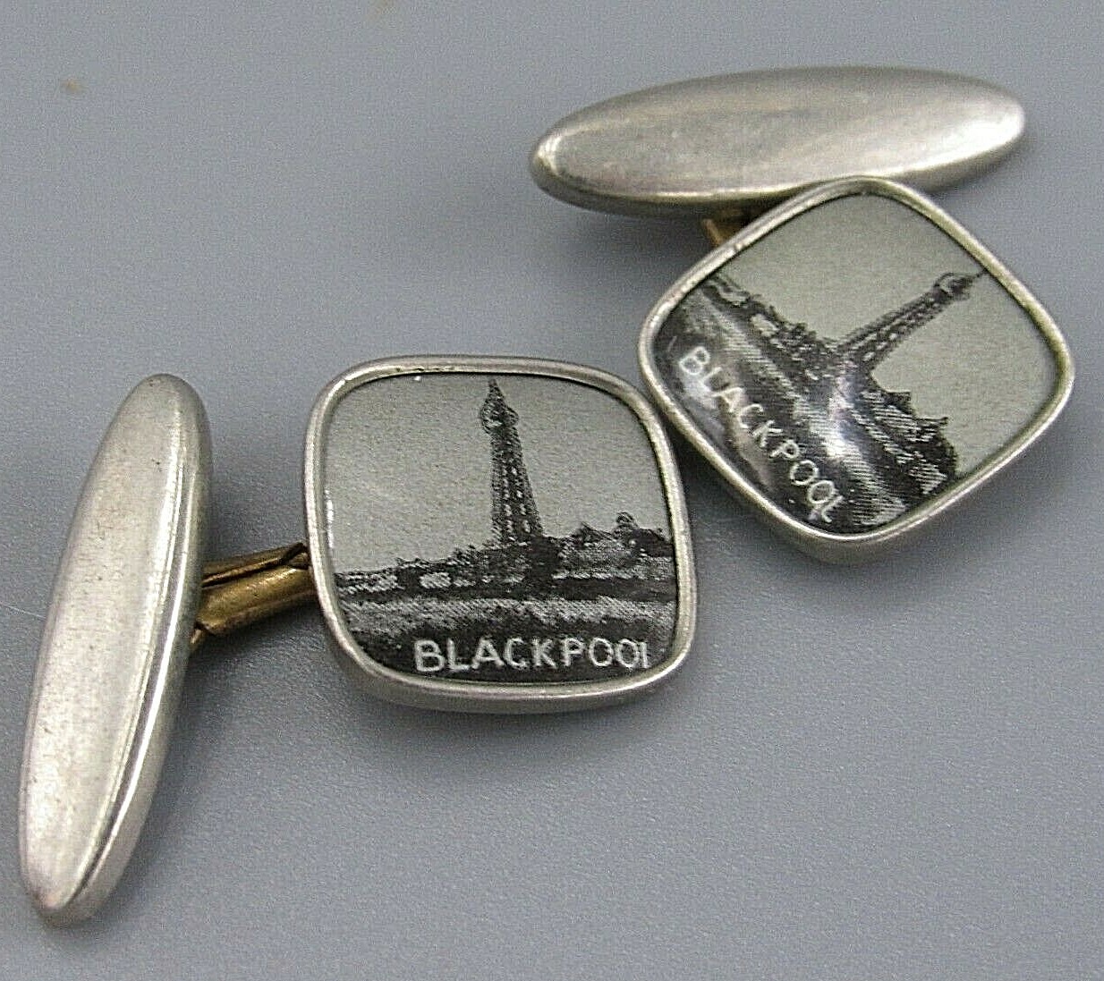 Mens Vintage 4 SIDED ENGLAND BLACK POOL CUFFLINKS Costume Jewelry R60 ...