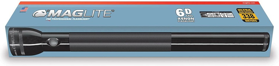 Maglite 6D Pro Xenon Torch Flashlight 338 Metres 6-Cell D Mag-Lite USA ...
