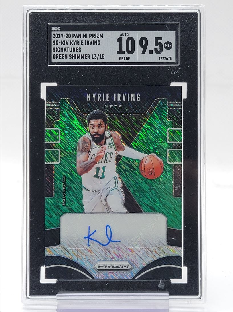 KYRIE IRVING 2019-20 PRIZM AUTOGRAPH GREEN SHIMMER AUTO /15 SGC 9.5 ...