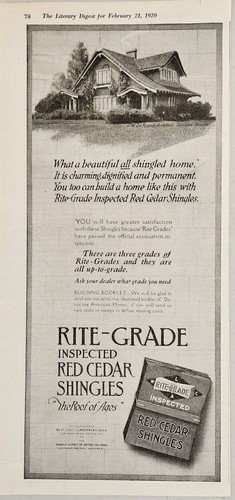 1921 Print Ad Rite-Grade Red Cedar Roof Shingles Portland,Oregon Home ...