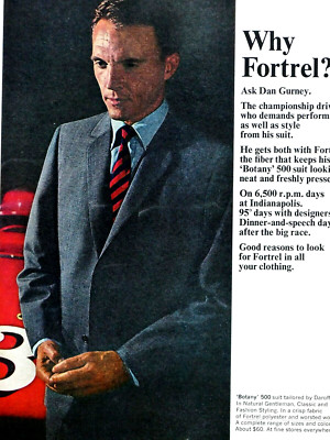 Dan Gurney Vintage 1964 Fortrel Original Print Ad 8.5 x 11" | eBay