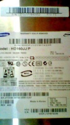 SAMSUNG ( HD160JJ/P ) 160 GB SATA 3.5'' 7200RPM HARD DRIVE /P80SD / FW ...