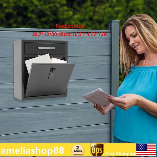 Wall Mount Locking Mailbox Outdoor Drop Box Mail Letter Post Box 10.5x4.7x12” | eBay