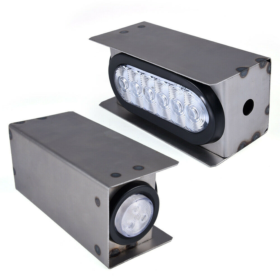 2x Fit For Truck LED Trailer Steel Box Kit W/ 6" Oval Tail Light 2 ...
