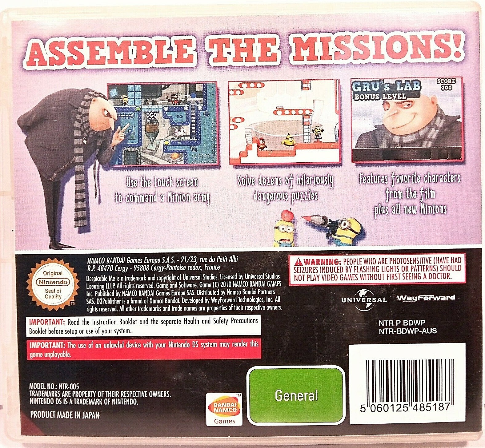 DESPICABLE ME MINION MAYHEM NINTENDO DS GAME PAL "VGC" AUZ SELLER ...