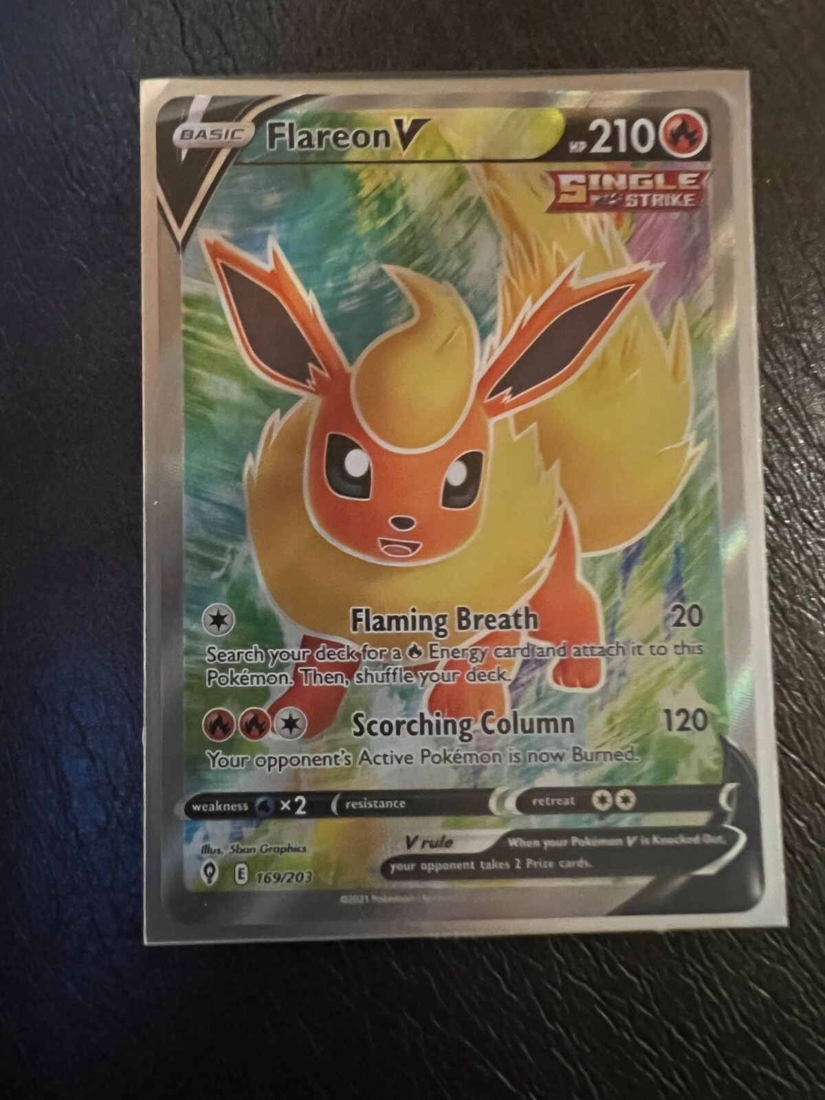 pokemon card Flareon 2021 Pokemon Evolving Skies Full Art V #169 grade ...