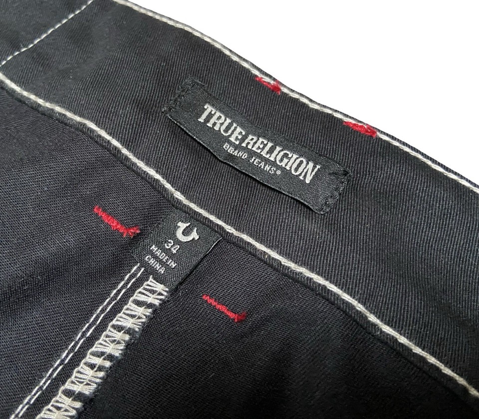 True Religion Mens Cargo Shorts Size 34 Contrast Stitch Jet Black NEW ...