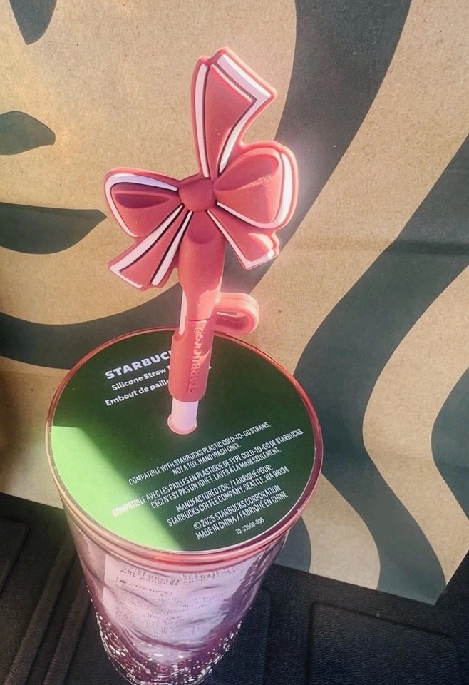 NWT Starbucks 2025 Christmas Pink Glass Snow Globe Cold Cup w/Bow ...