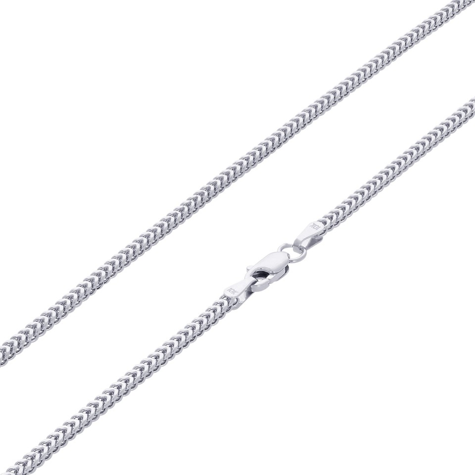 10K White Gold 1.5mm-3mm Franco Box Wheat Chain Necklace Mens Womens 16 ...
