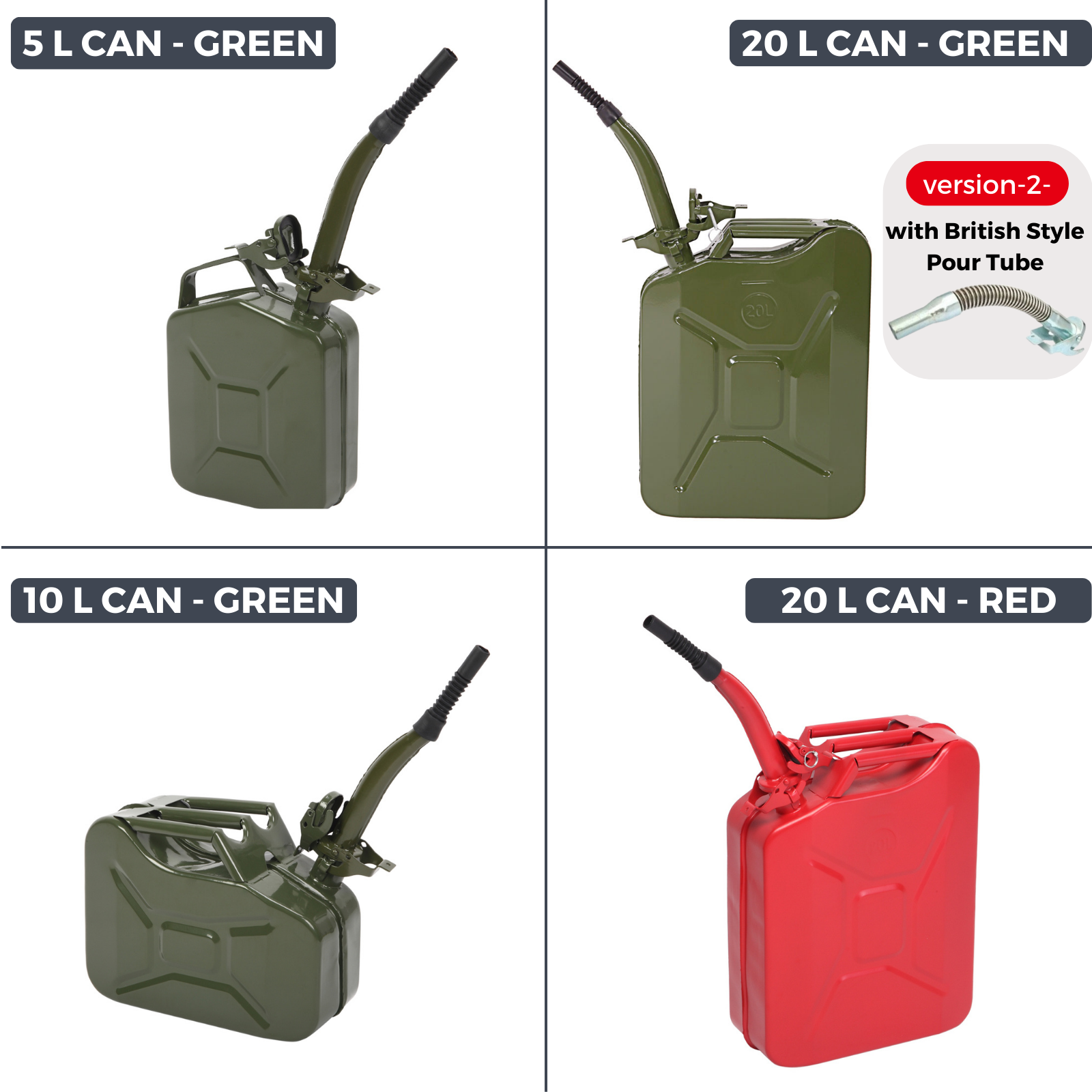 Jerry Can 5 10 20L Fuel Oil Diesel Petrol Storage Container Metal Spout ...
