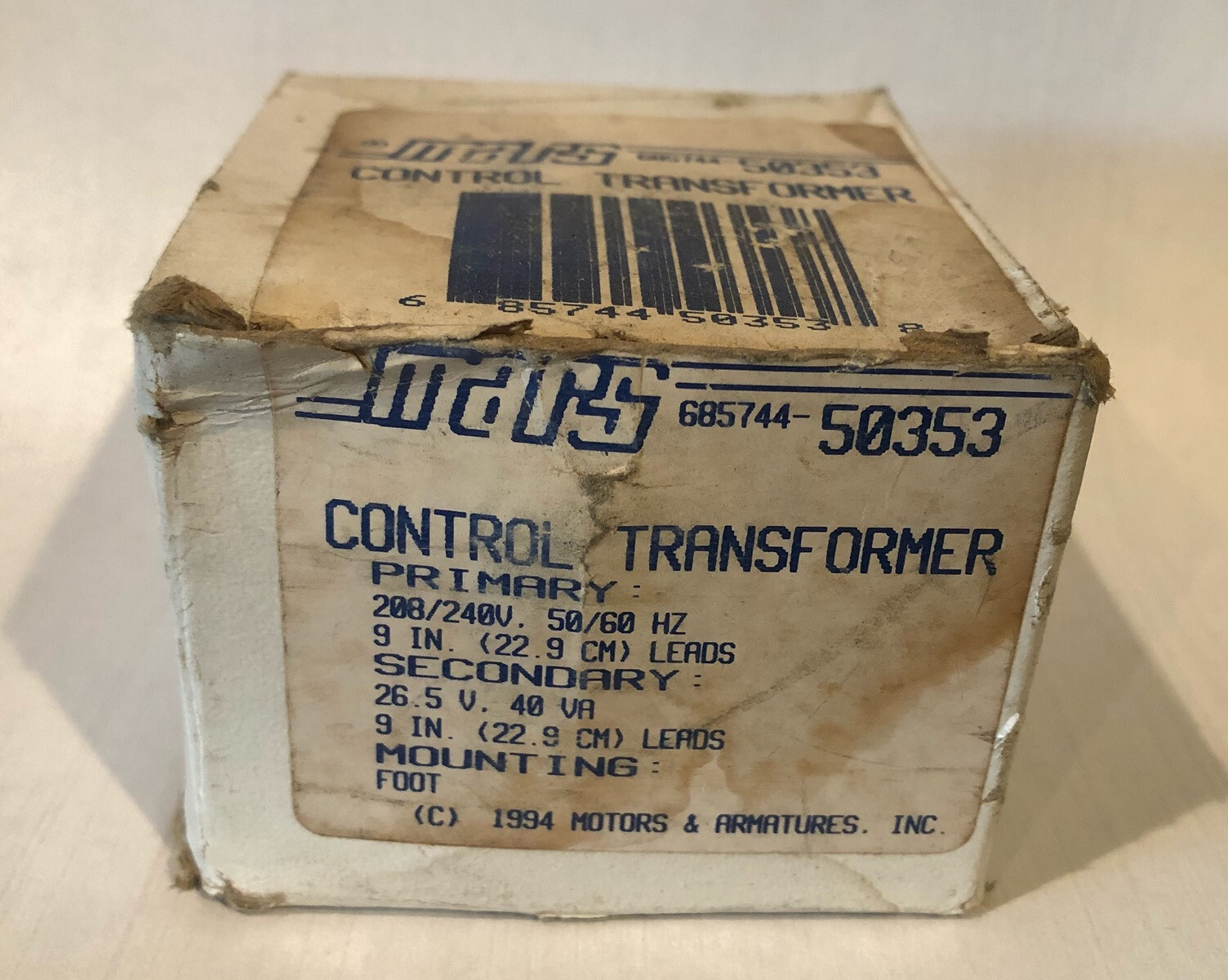MARS CONTROL TRANSFORMER 50353 40VA 24V COIL Foot MOUNTING | eBay