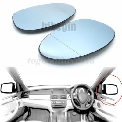 Pair Blue Heated Wing Door Mirror Glass Left Right Side For BMW E88 E90 ...