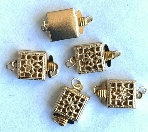 14kt. Gold Fill 1-Strand Fancy Filigree Square Clasps - 8.5mm - Marked ...
