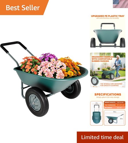 Versatile 2-Wheel Wheelbarrow with 330 lbs Capacity for Easy Outdoor ...