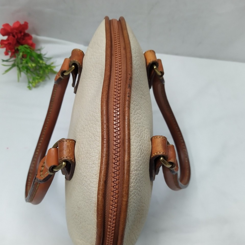 Dooney & Bourke Ivory Pebbled Leather Dommed Double Handle Zipper ...