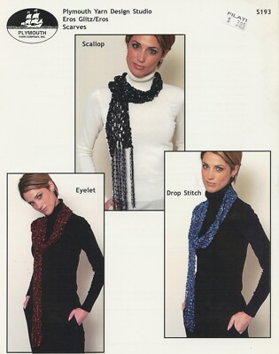Plymouth KNITTING PATTERN S193 Ladder Ribbon Scarves 3 Styles Eros ...