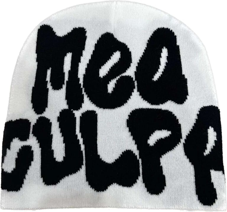 New 2023 Y2K White MEA CULPA Beanie Black Beanies Soft Warm Winter Hat ...