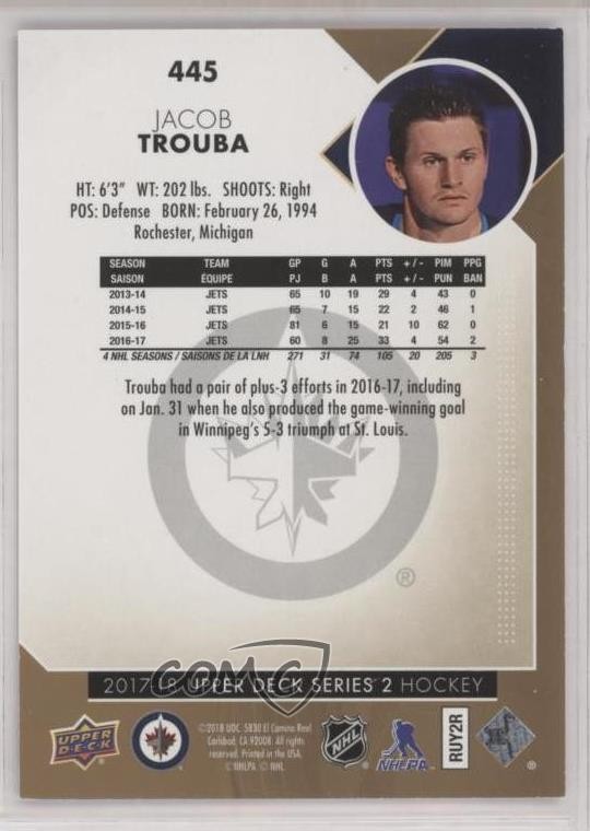 2017-18 Upper Deck High Gloss /10 Jacob Trouba #445 | eBay