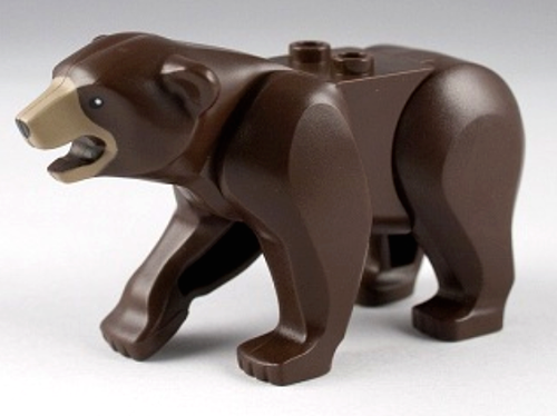 Lego Dark Brown Bear with 2 Studs on Back and Dark Tan Muzzle Figure ...
