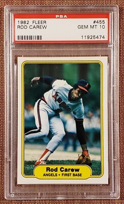 1982 Fleer #455 Rod Carew California Angels Baseball Card PSA 10 Gem ...