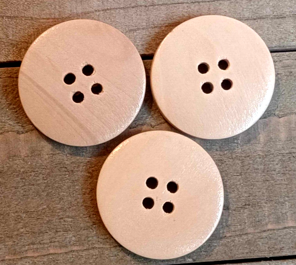3 Flower Buttons Sewing Crafting Round Wood 4 Hole 1 1/8" | eBay