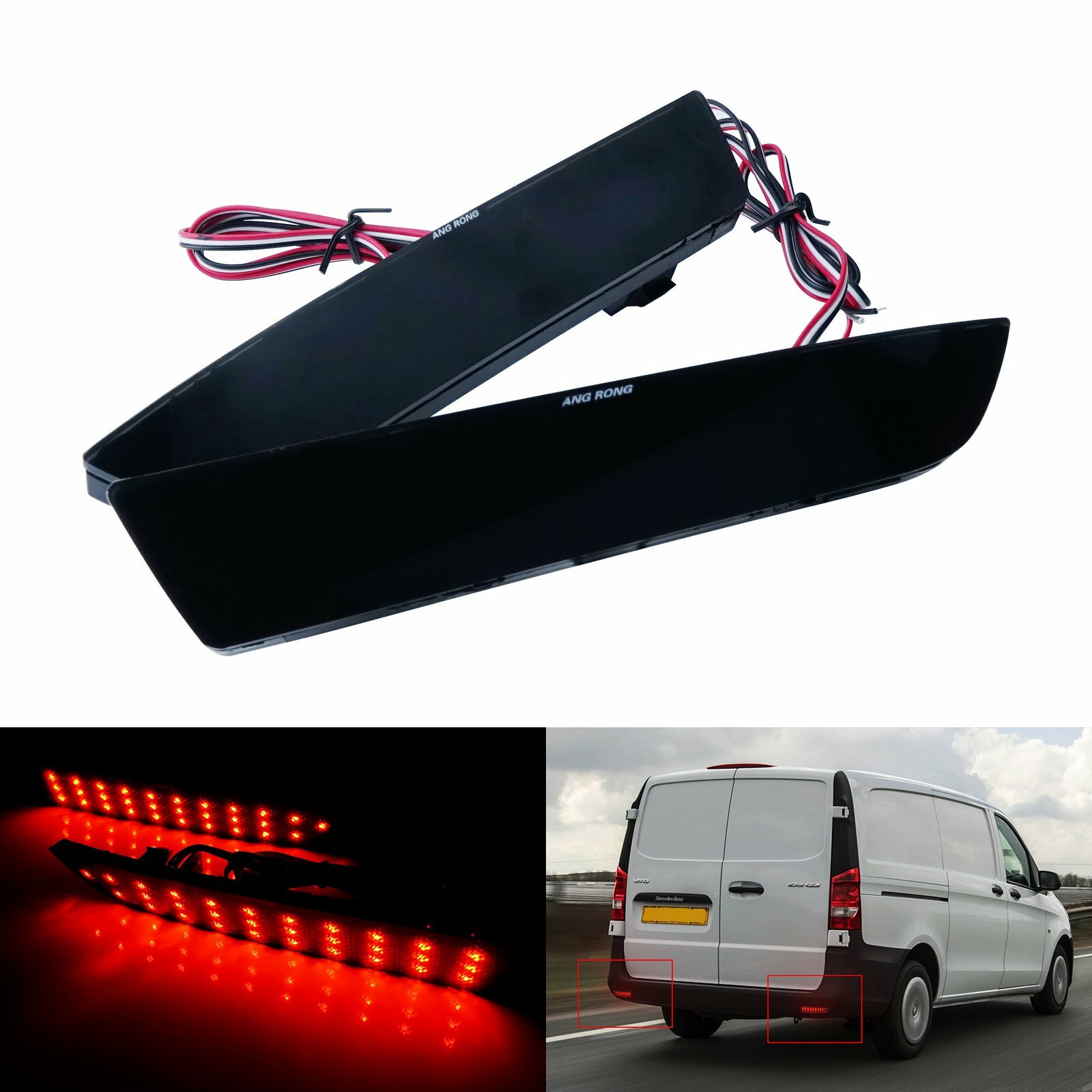 LED Rear Bumper Reflector Brake Lights Fit Mercedes-Benz W447 Vito V ...
