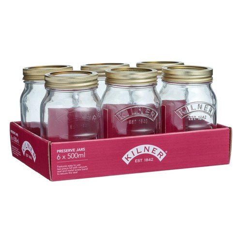 6x Preserve Jar 500ml Glass Kilner Sustainable Storage Jam Chutney ...