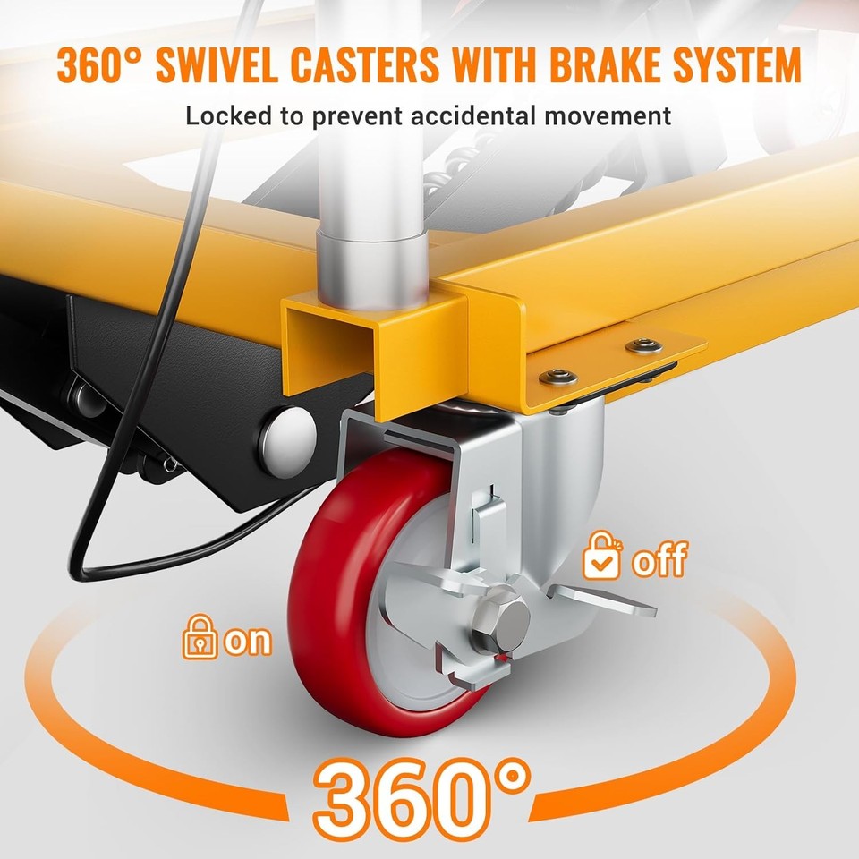 330/500 LBS Hydraulic Lift Table Cart 25.8" Single Scissor Lift Table w ...