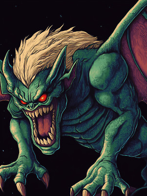 Snarling Green Demon with Red Eyes Poster 18x24in | eBay